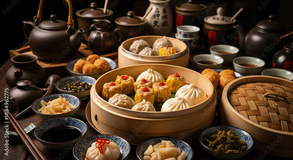 Accessories of Traditional Chinese lunar New Year dinner table, menu ...