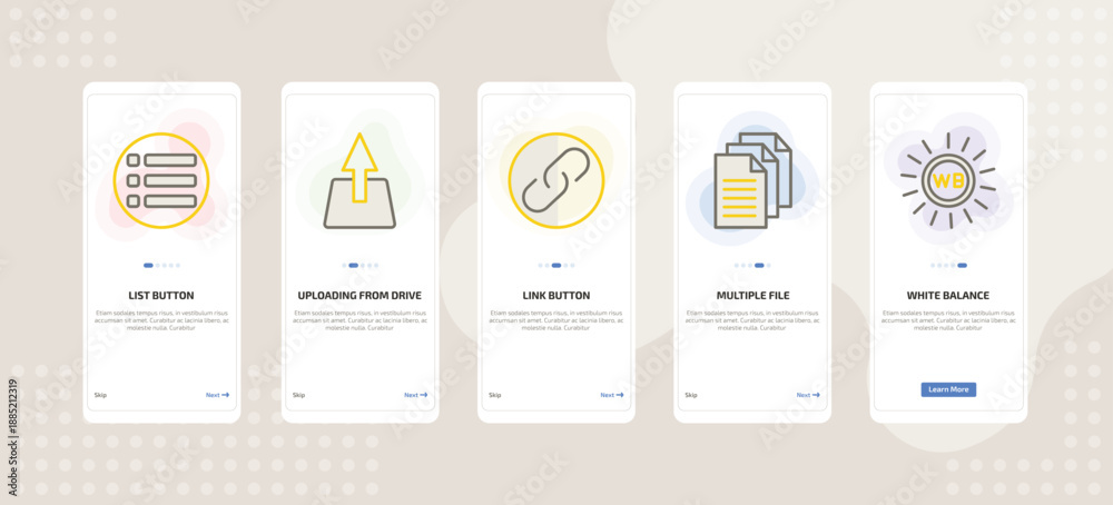 onboarding screen template for UI elements mobile app ui with list ...