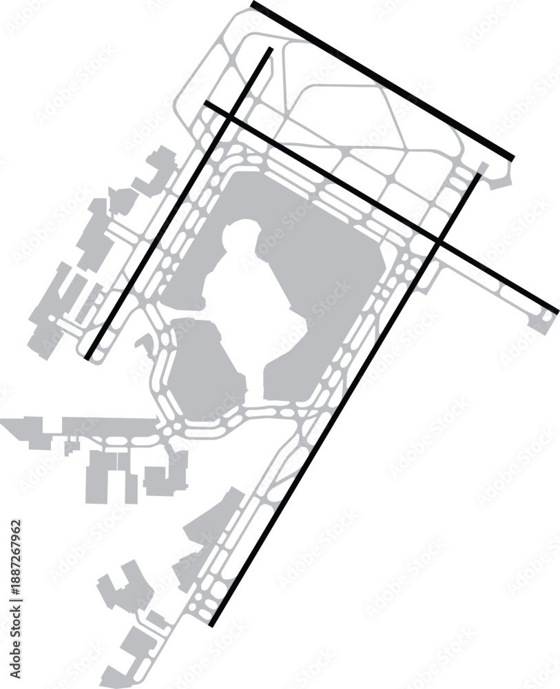 JFK, John F. Kennedy International Airport Map Diagram Blank Simplified ...