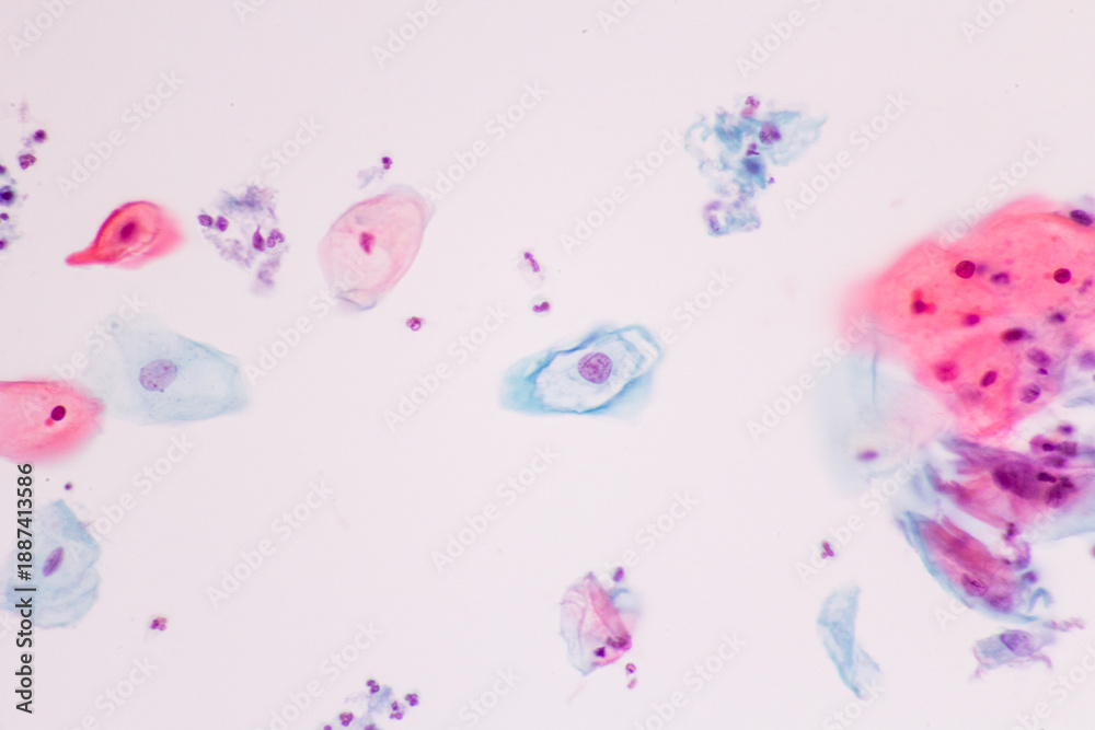Abnormal human squamous epithelial cells view in microscopy.HPV ...
