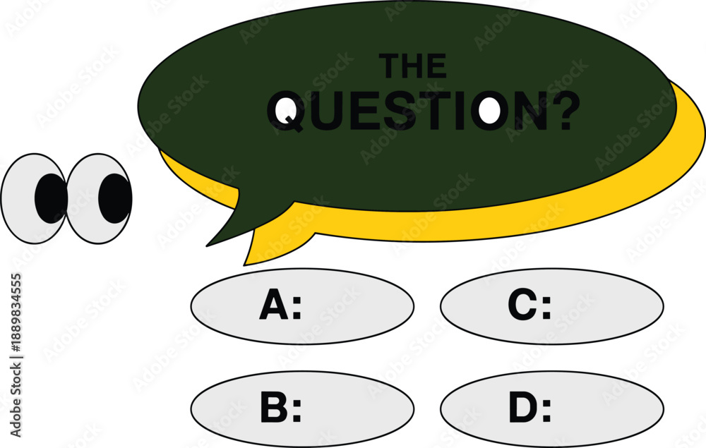 Multiple choice quiz template illustration with question bubble, answer ...