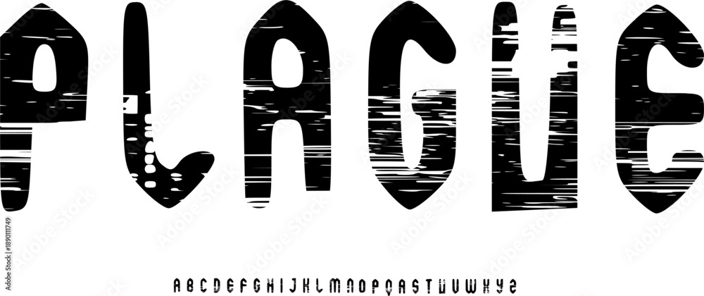 Image vectorielle Stock PLAGUE Distorted Horror Display Font Alphabet ...