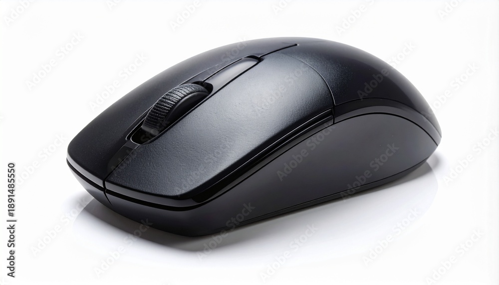 Photo Stock Modern black wireless computer mouse with scroll wheel and ...