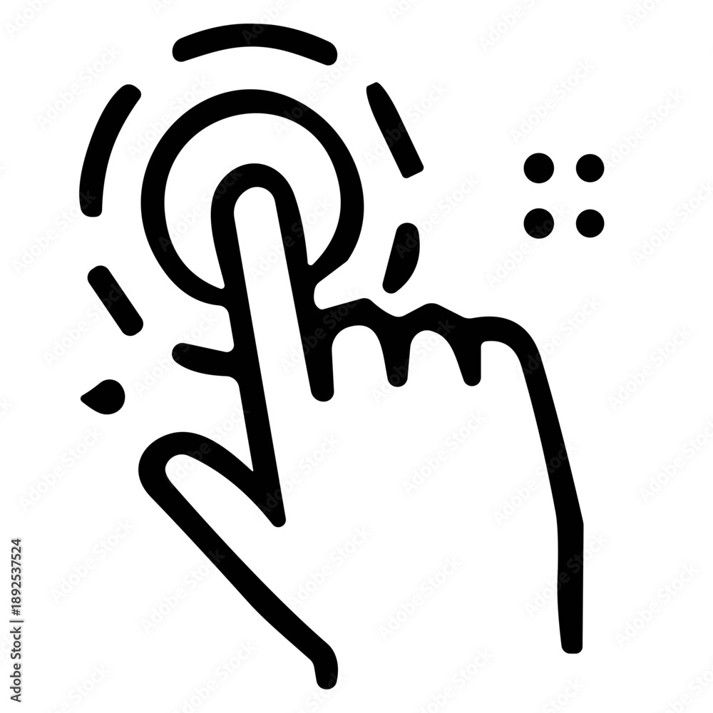Interactive Hand Cursor Icon Illustrating Touch and Click Interaction ...
