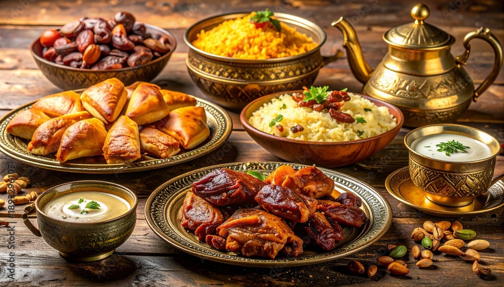 Authentic Saudi Arabian Iftar Spread with Dates, Pastries and ...