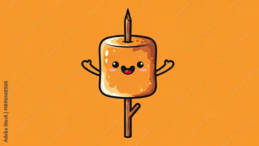 Ilustración de Stock Cute pixel art marshmallow on a stick with kawaii ...