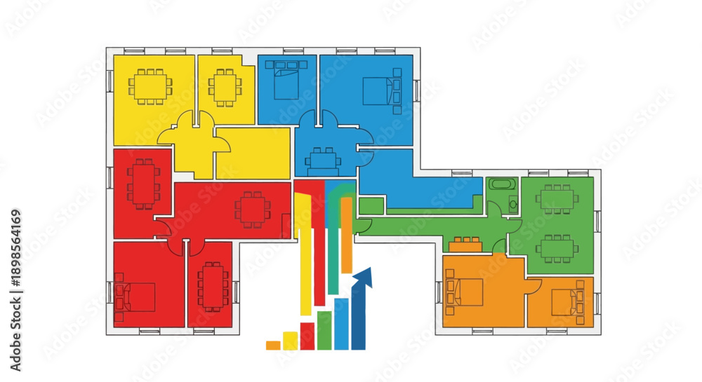Real Estate Data Analysis: Color-Coded Floor Plan with Growth Bar ...