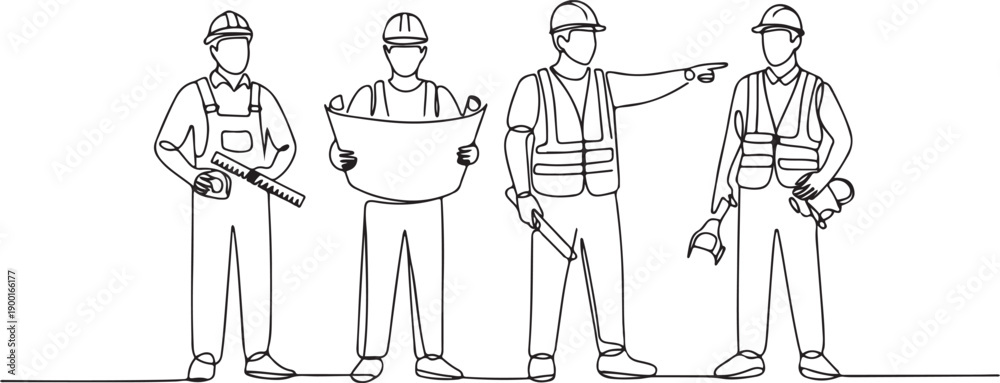 Praca wektorowa bez tantiem: Set of builder with tape measure, engineer ...