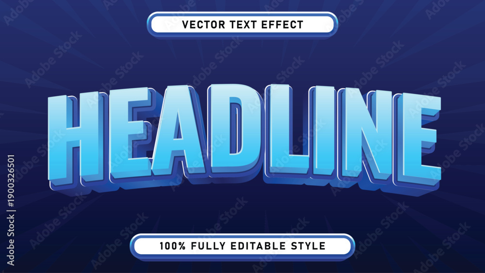Dynamic blue 3D text effect, a vibrant editable vector style perfect ...