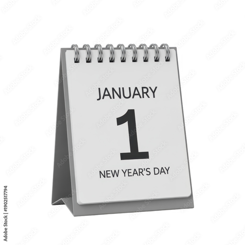 Stock-Foto „Calendar on January 1st with gray base date New Year ...