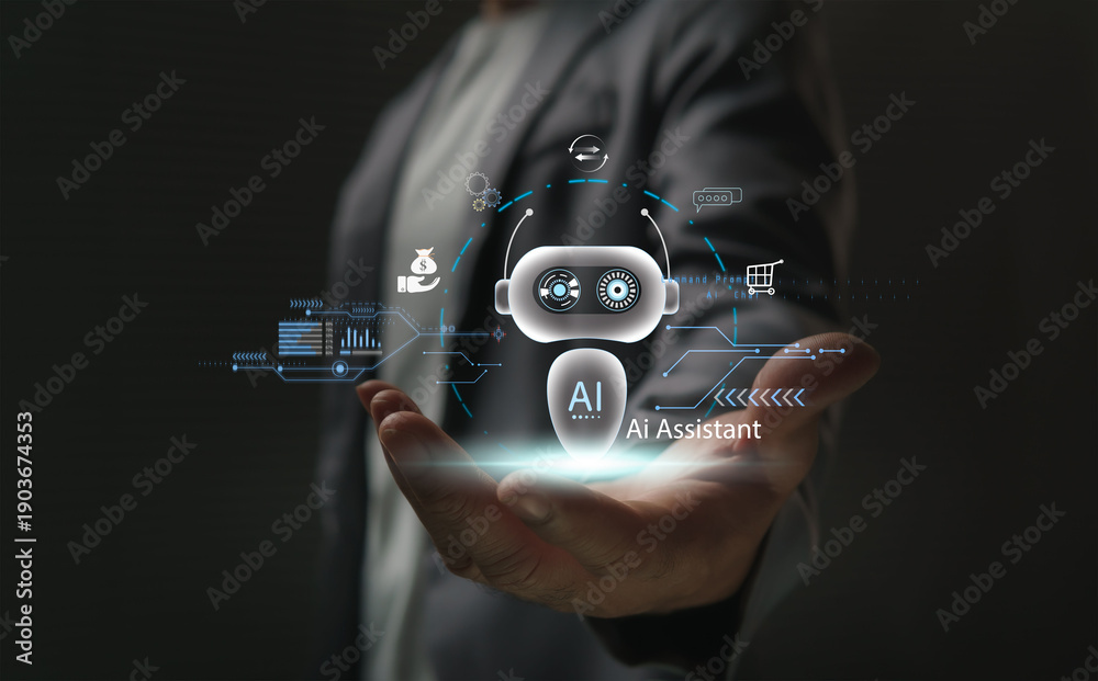 Artificial intelligence, work assistants, business learning, modern ...