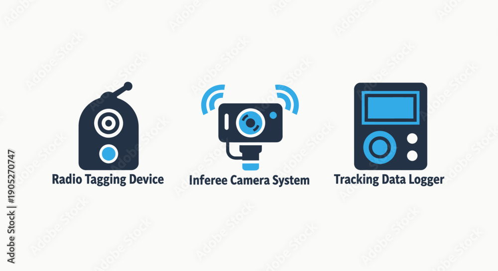 Sports Technology Icons: Radio Tagging, Referee Camera, Data Logger ...