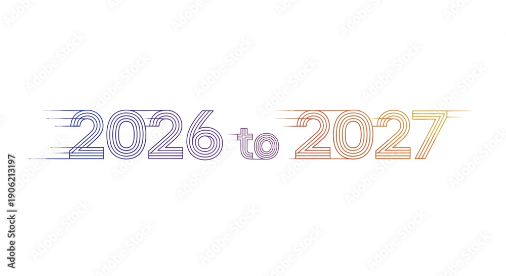 Stylish gradient 2026 to 2027 text with speed lines representing future ...
