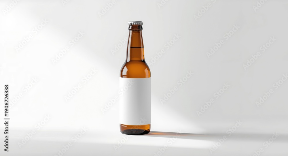 Empty label beer bottle mockup on plain background Stock Photo | Adobe ...