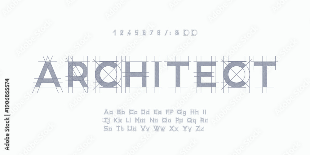 Architect alphabet, blueprint geometric letters, construction plan font ...