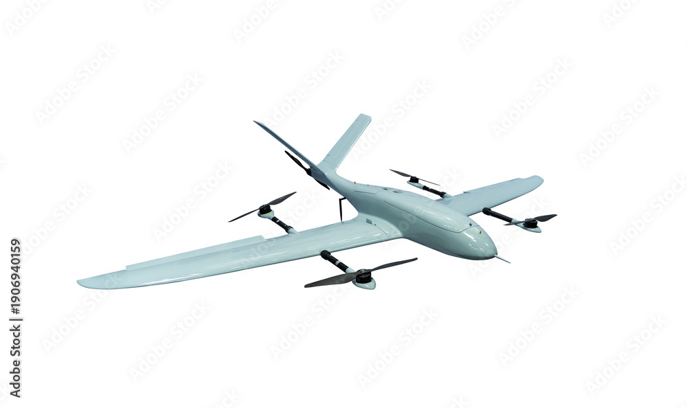 Military missiles and drones isolated on white. Ballistic rockets with ...