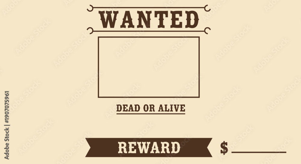 Image vectorielle Stock Classic Western-style "Wanted" poster template ...