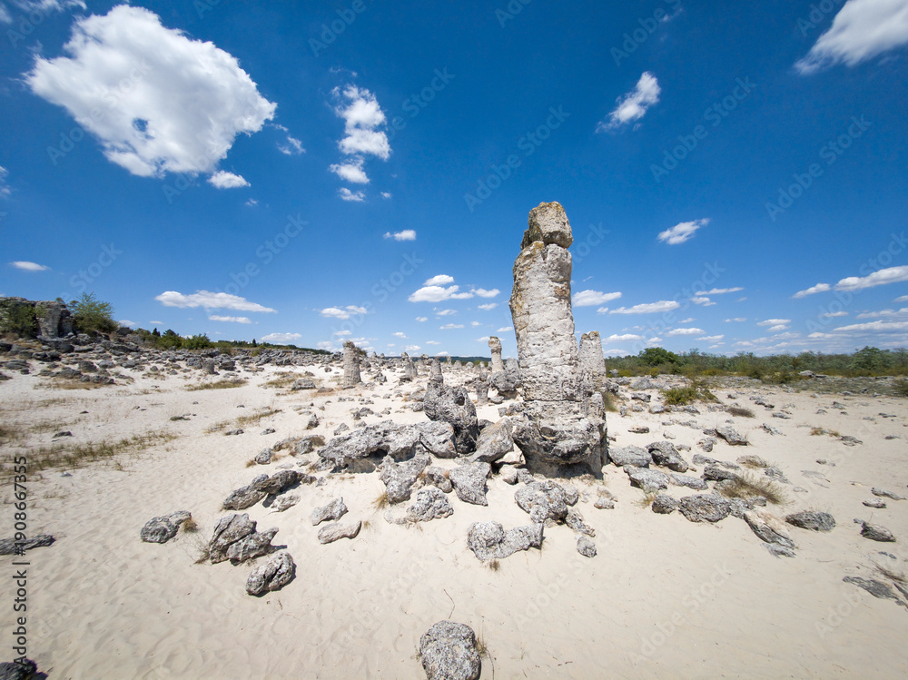 Stock-Foto „Rock formation Pobiti Kamani (Upright Stones), Bulgaria ...