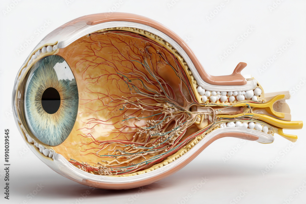 Detailed Render of Human Eye Longitudinal Section With Focus on ...