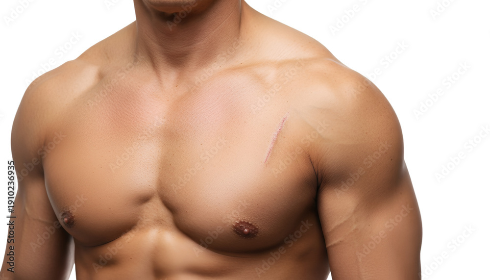 Highly defined muscular male torso showing abs, chest, and shoulders ...