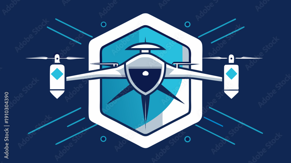 Electronic warfare drone with shield emblem representing military ...