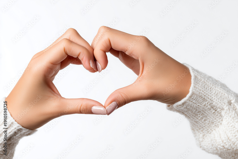 Hände formen ein Herz vor hellem Hintergrund. Symbolbild für Liebe ...