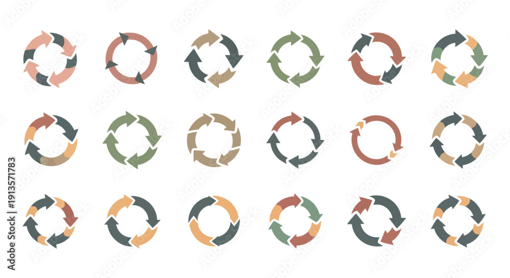 Collection of circular arrow icons, refresh and cycle symbols for ...