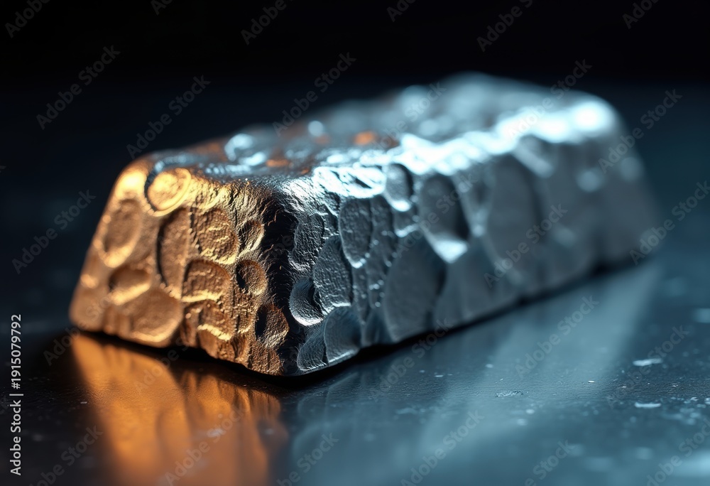 Premium Platinum Silvery Metal Ingot Block Reflective Luminescence ...