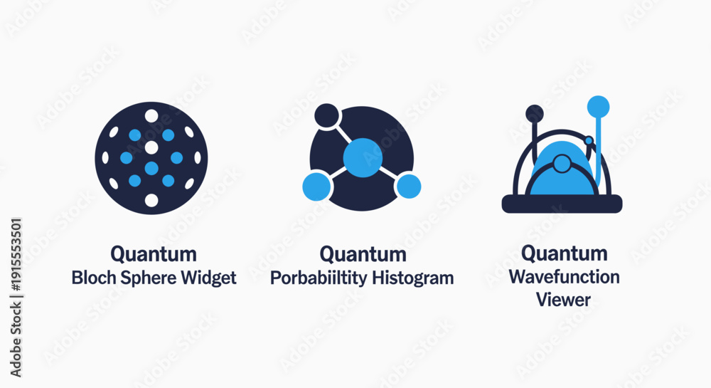 Advanced Quantum Computing Vector Icons: Bloch Sphere Widget ...