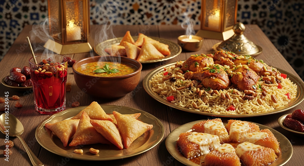 Cinematic Ramadan Iftar Feast – Jallab, Harira, Samosa, Kabsa & Kunafa ...