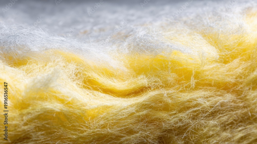 Macro View of Yellow Fiberglass Insulation Showing Texture on a Light ...