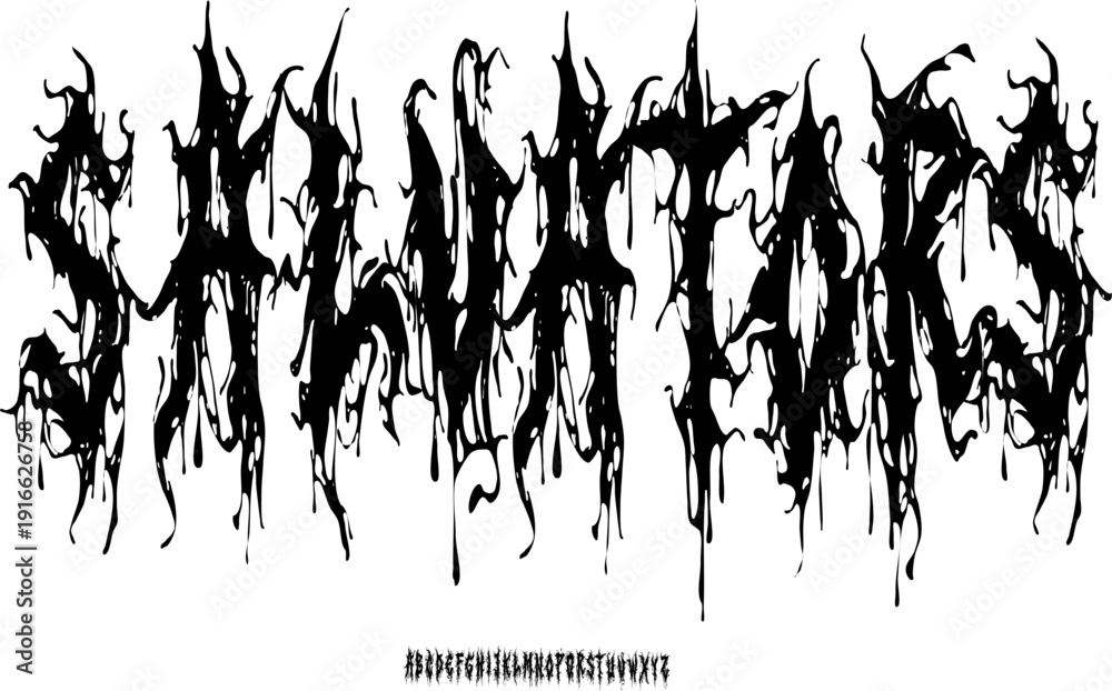 Salvators Brutal Gore Display Font Alphabet Vector, Bold Dripping ...
