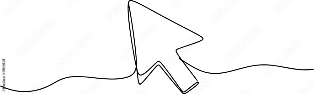 Continuous drawing of cursor arrow. One line icon of cursor arrow ...