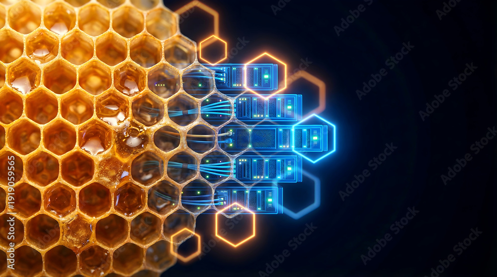 Honeycomb structure morphing into server rack data center concept の ...