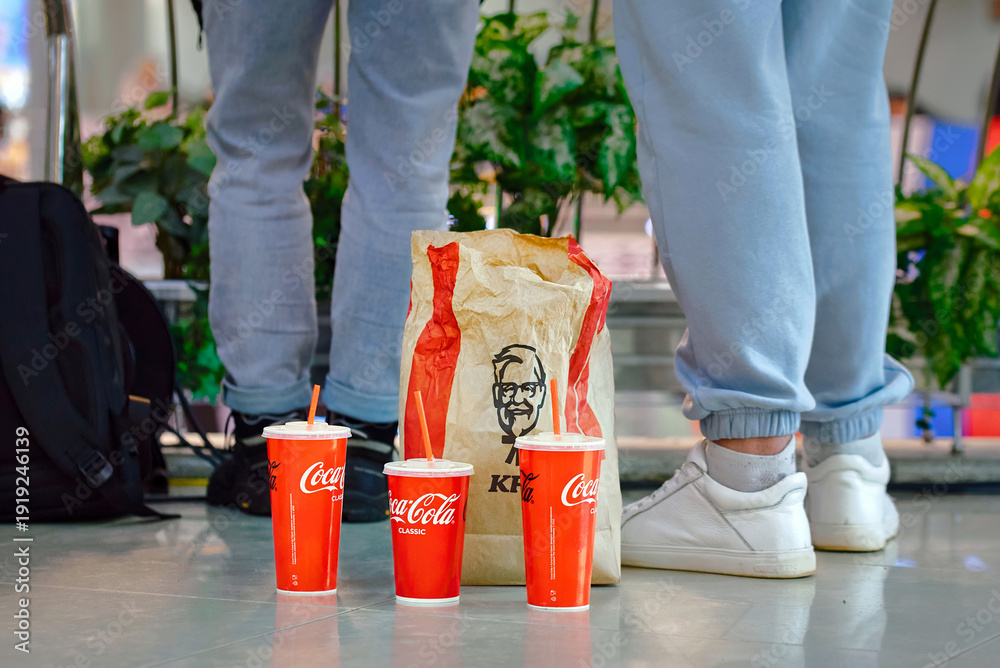 Photo Stock Minsk, Belarus. Feb 4, 2024. Fast food takeaway meal, KFC ...