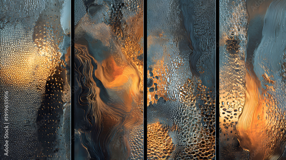 Stock-Illustration „Melted wax texture overlay on glass panels. Tactile ...