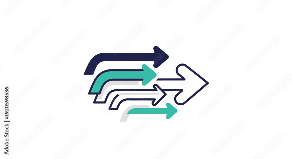 Vector de Stock Multiple arrows pointing to the right in different ...