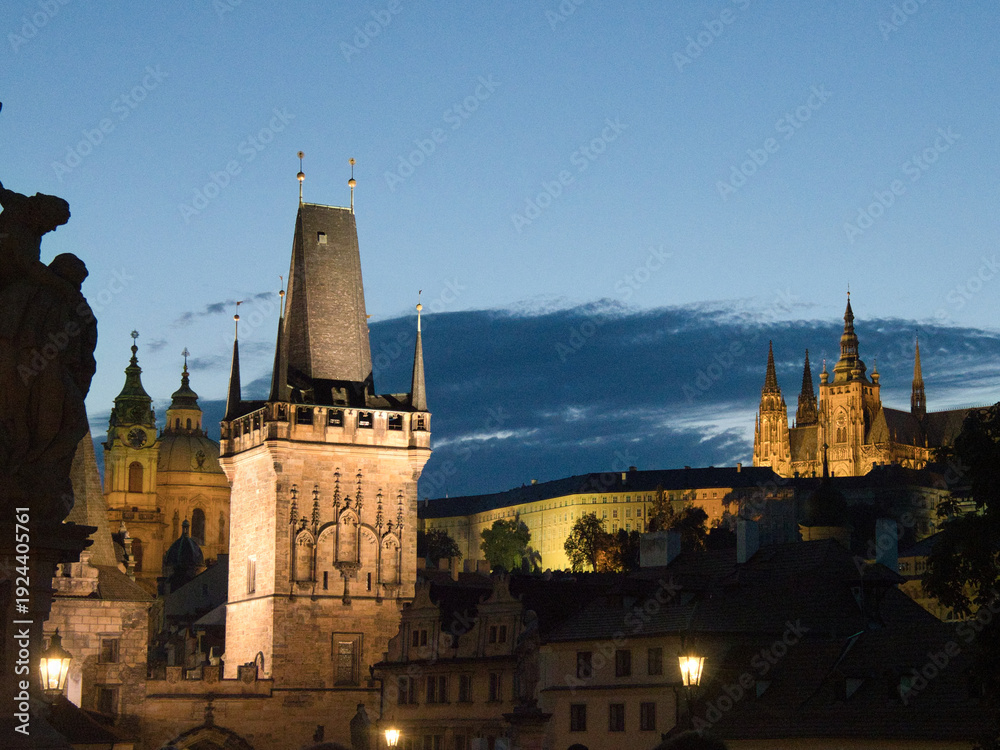 Prague Old Town Bridge Tower at Blue Hour - Iconic view of the medieval ...