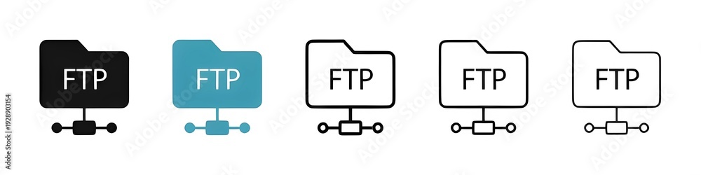 FTP Folder Icon Set. File Transfer Protocol Solid and Outline Vector ...