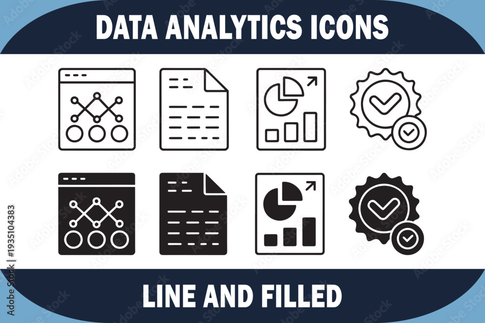 Data Analytics Report Dashboard Line and Filled Icons Set Business ...