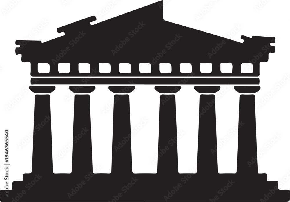 Icon of ancient Greek temple with columns and triangular roof の Stock ...
