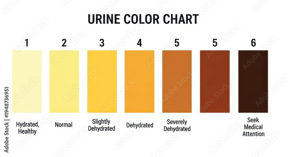 Urine Color Chart - Hydration Levels and Health Indicators. Stock Photo ...