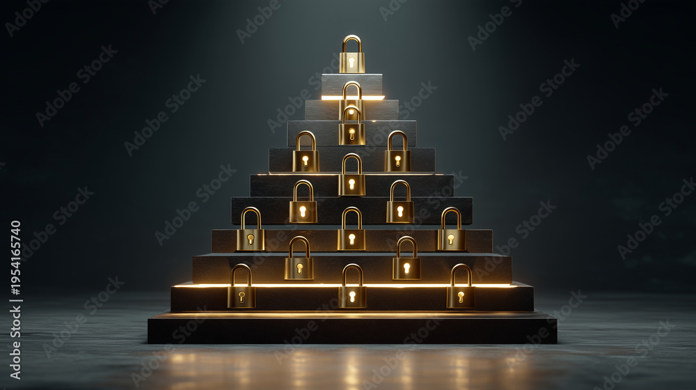 A digital visualization of a security clearance pyramid structure. The ...