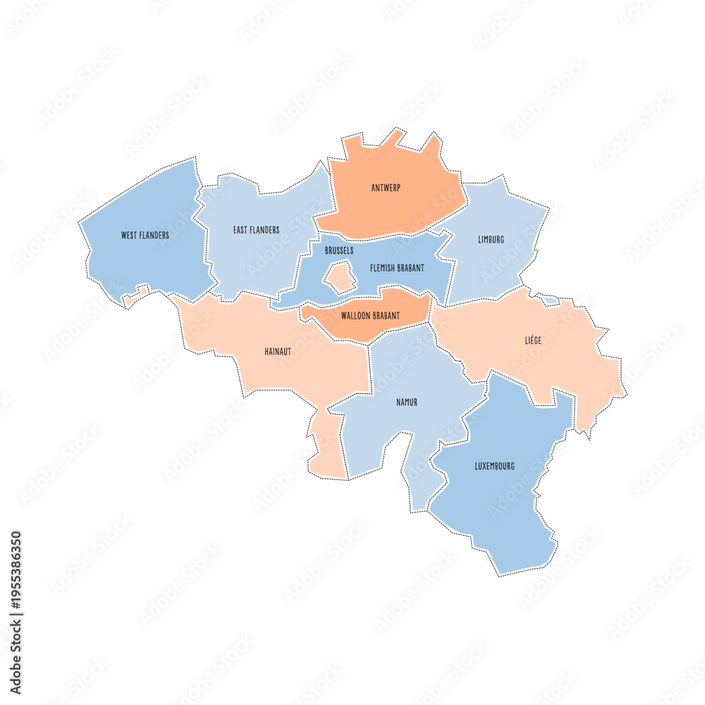 Belgium political map of administrative divisions - provinces. Colorful ...