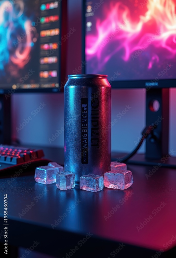 Gamer Aluminum Can Energy Drink on High-Tech Streaming Setup Complete ...
