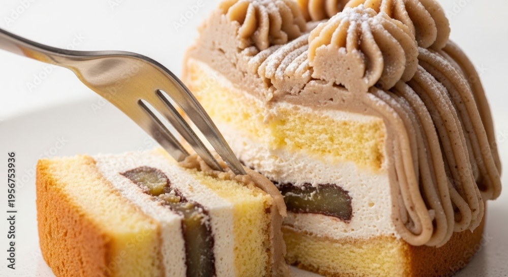 Delicious Mont Blanc Chestnut Cake Close Up with Rich Texture and ...