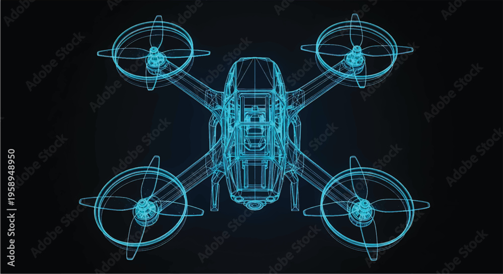 Drone Blueprint – Unmanned Aerial Vehicle CAD Engineering Technical ...