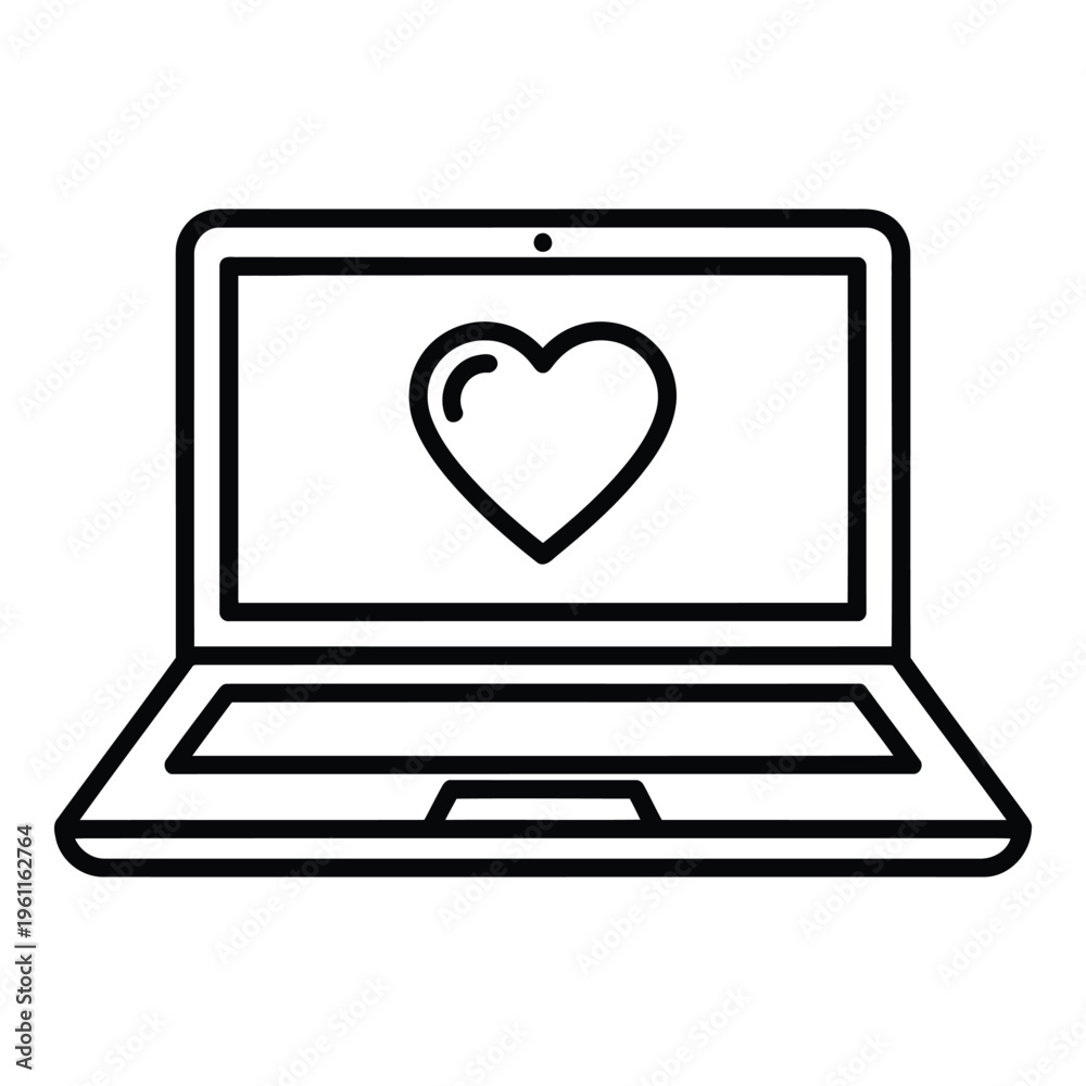 Vector de Stock Laptop with heart on screen display 2. | Adobe Stock