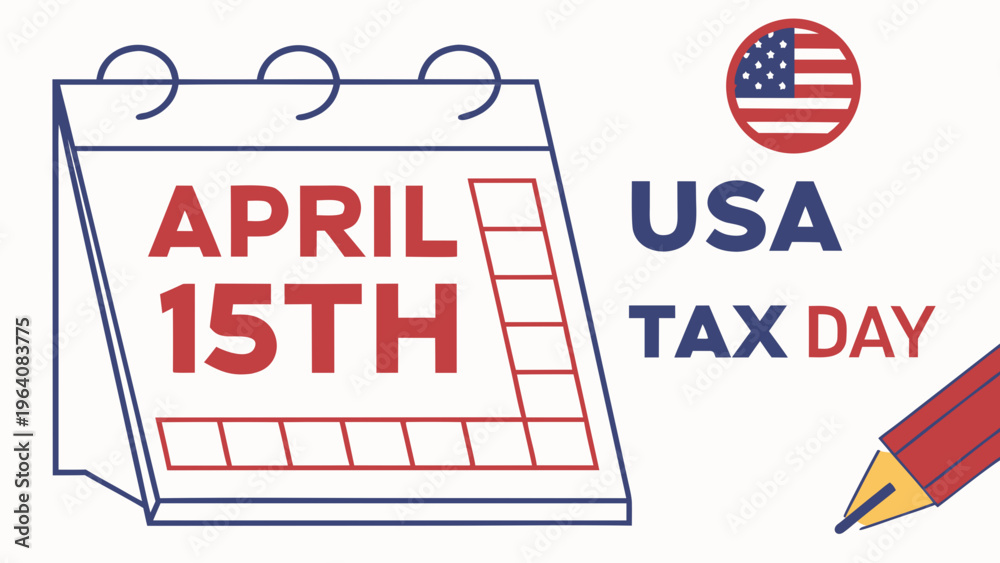Tax deadline day concept with alarm clock and April 15 calendar page ...