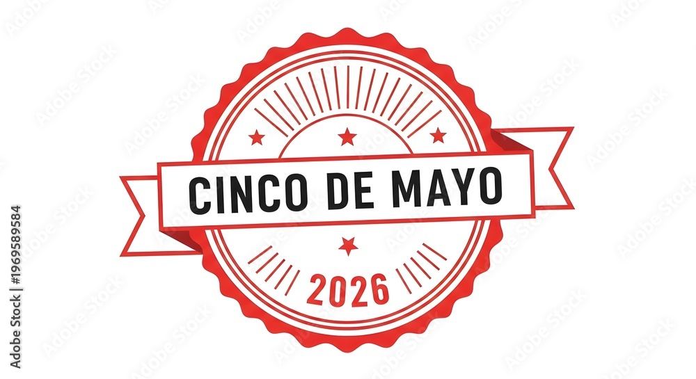 Illustration Stock Cinco de mayo celebration badge with 2026 date ...